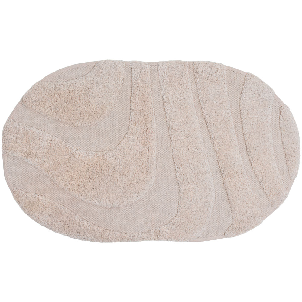 Badmat Beau - Beige Ovaal 50 x 80 cm - Veer Carpets - | HomeDeco.nl