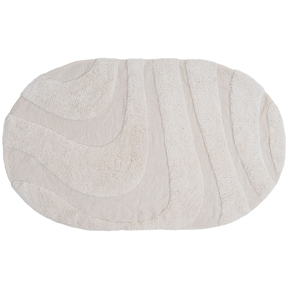 Badmat Beau - Creme Ovaal 50 x 80 cm - Veer Carpets - | HomeDeco.nl