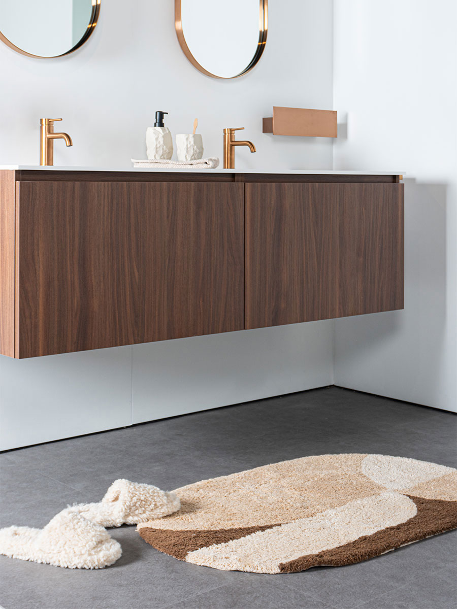 Badmat Bowie - Beige Ovaal 60 x 100 cm - Veer Carpets - | HomeDeco.nl