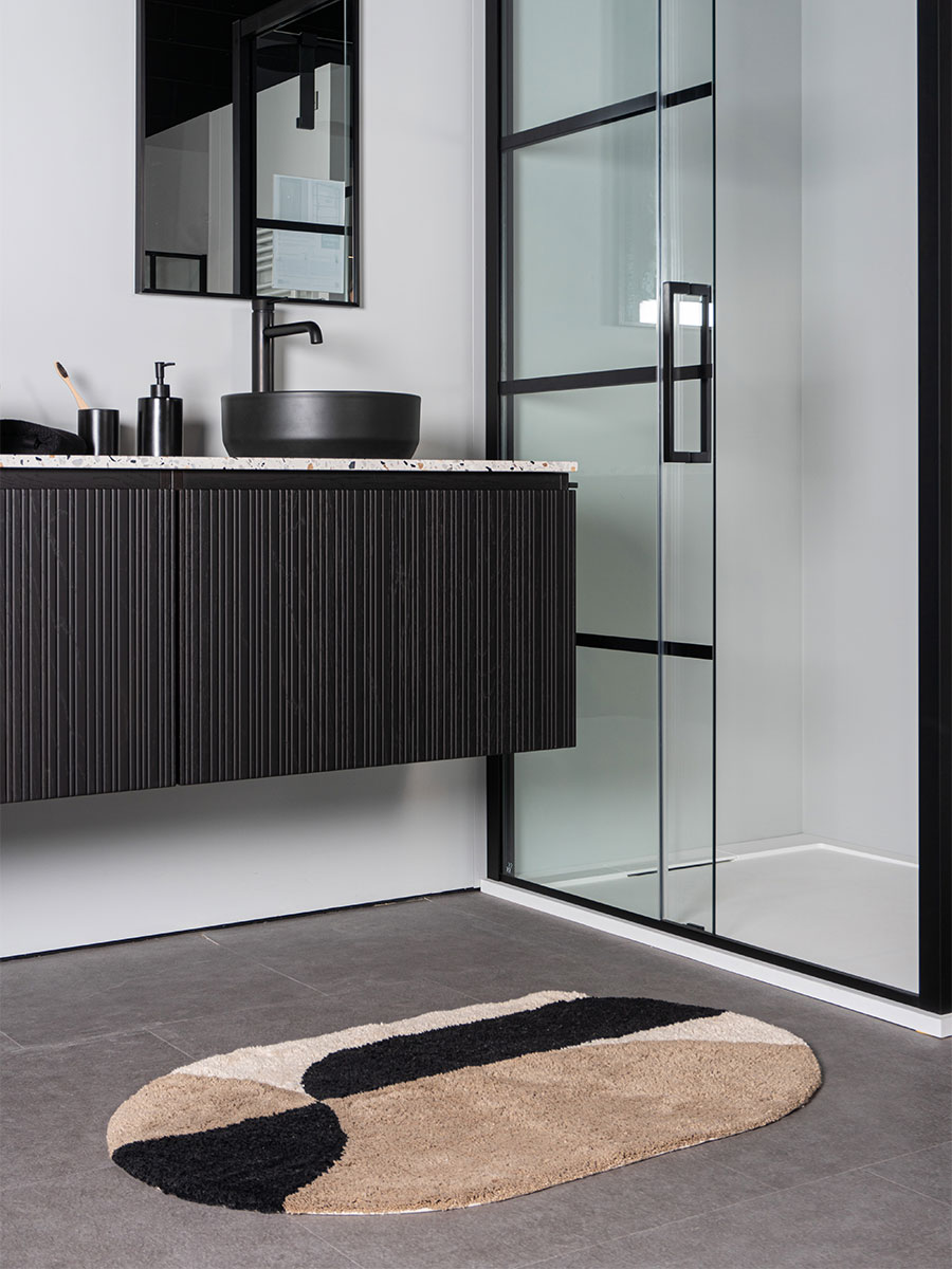 Badmat Bowie - Taupe Ovaal 50 x 80 cm - Veer Carpets - | HomeDeco.nl