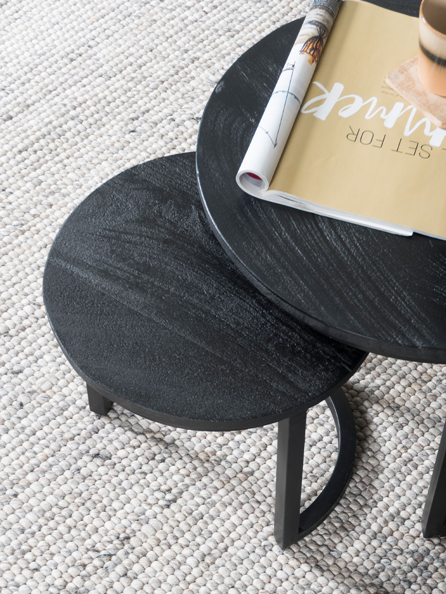 Industriële Salontafel Set van 2 Jelle - Zwart Mangohout - Home67 ...