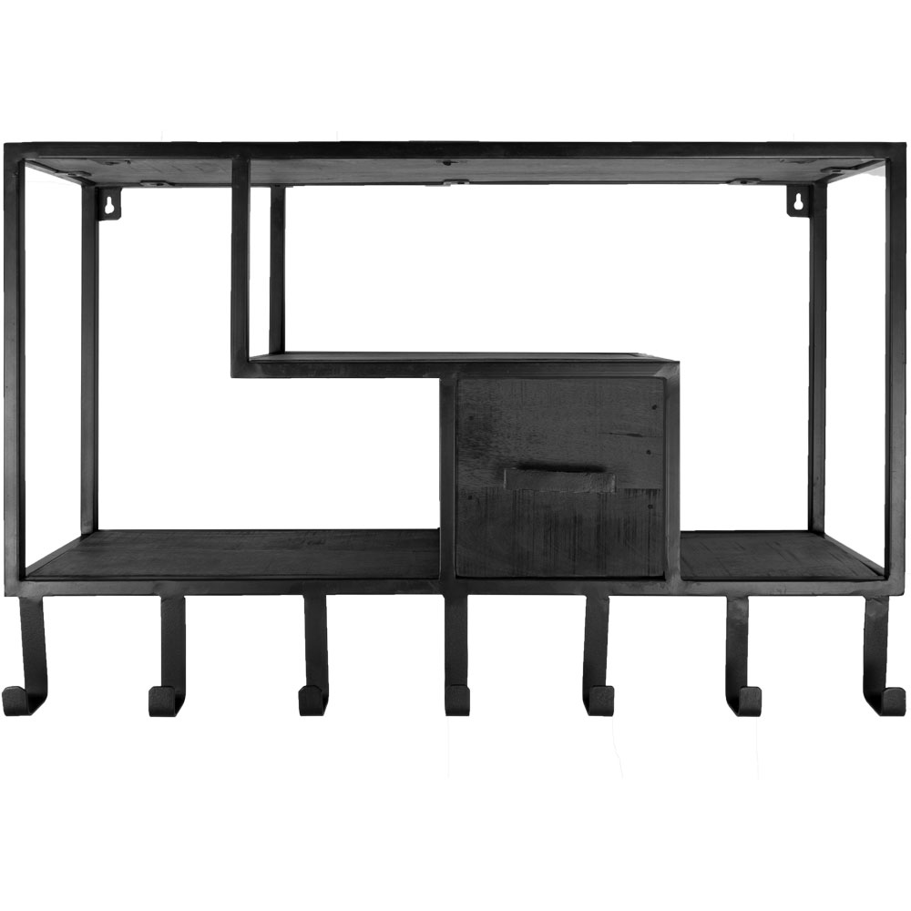 Wandkast - Kapstok Huub Zwart Mangohout - Midden - Home67 - | HomeDeco.nl